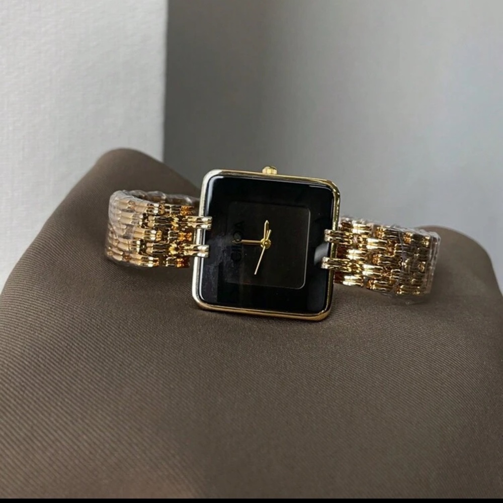 Gold And Black Square Face Watch - Gem